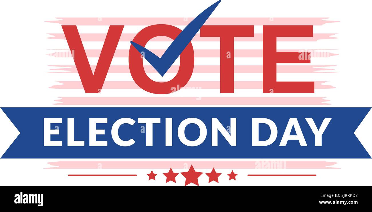 Election Day Political Hand Drawn Cartoon Flat Illustration with Voters ...