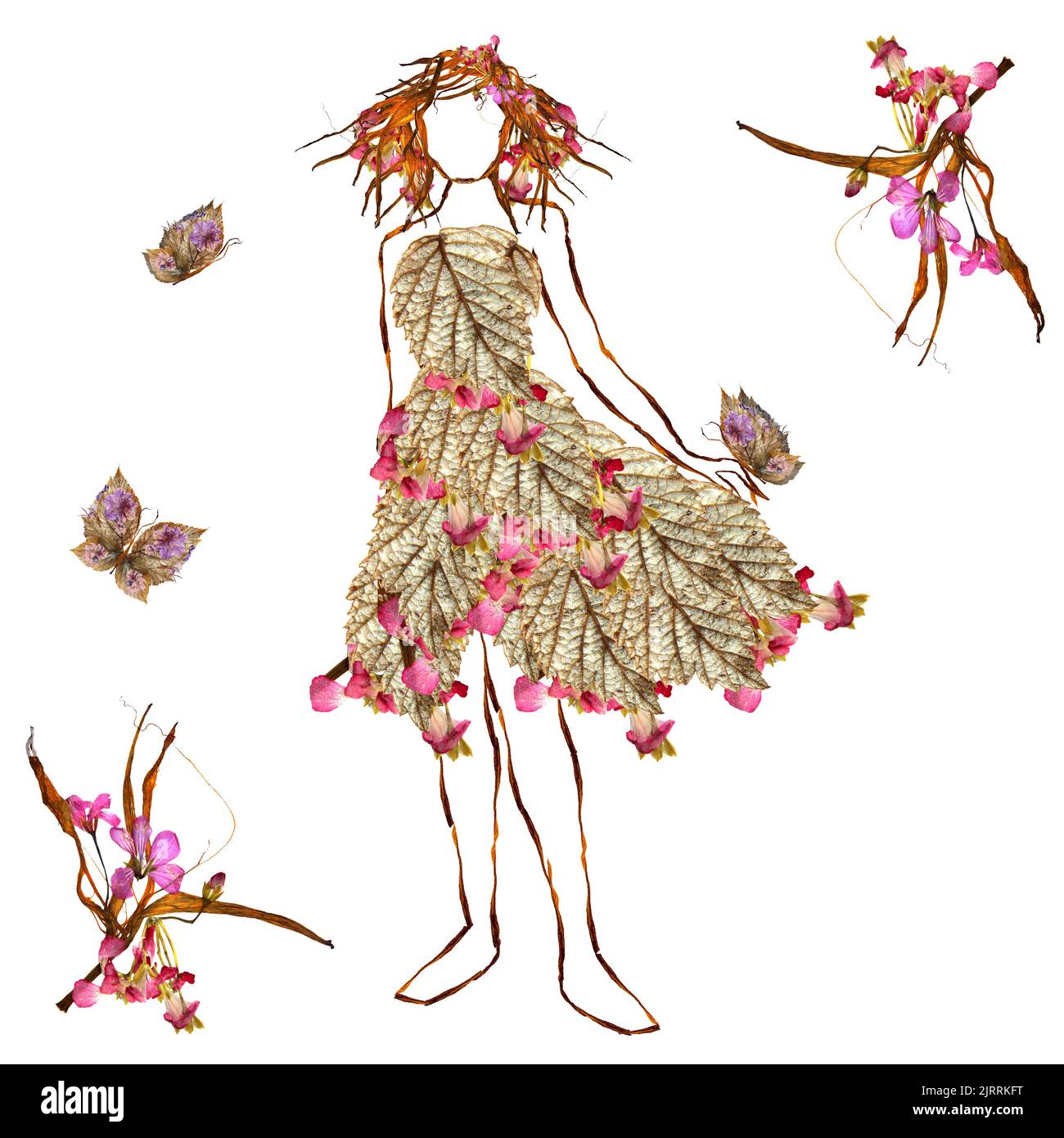 pretty girl in fantastic dress made of flowers Stock Photo - Alamy