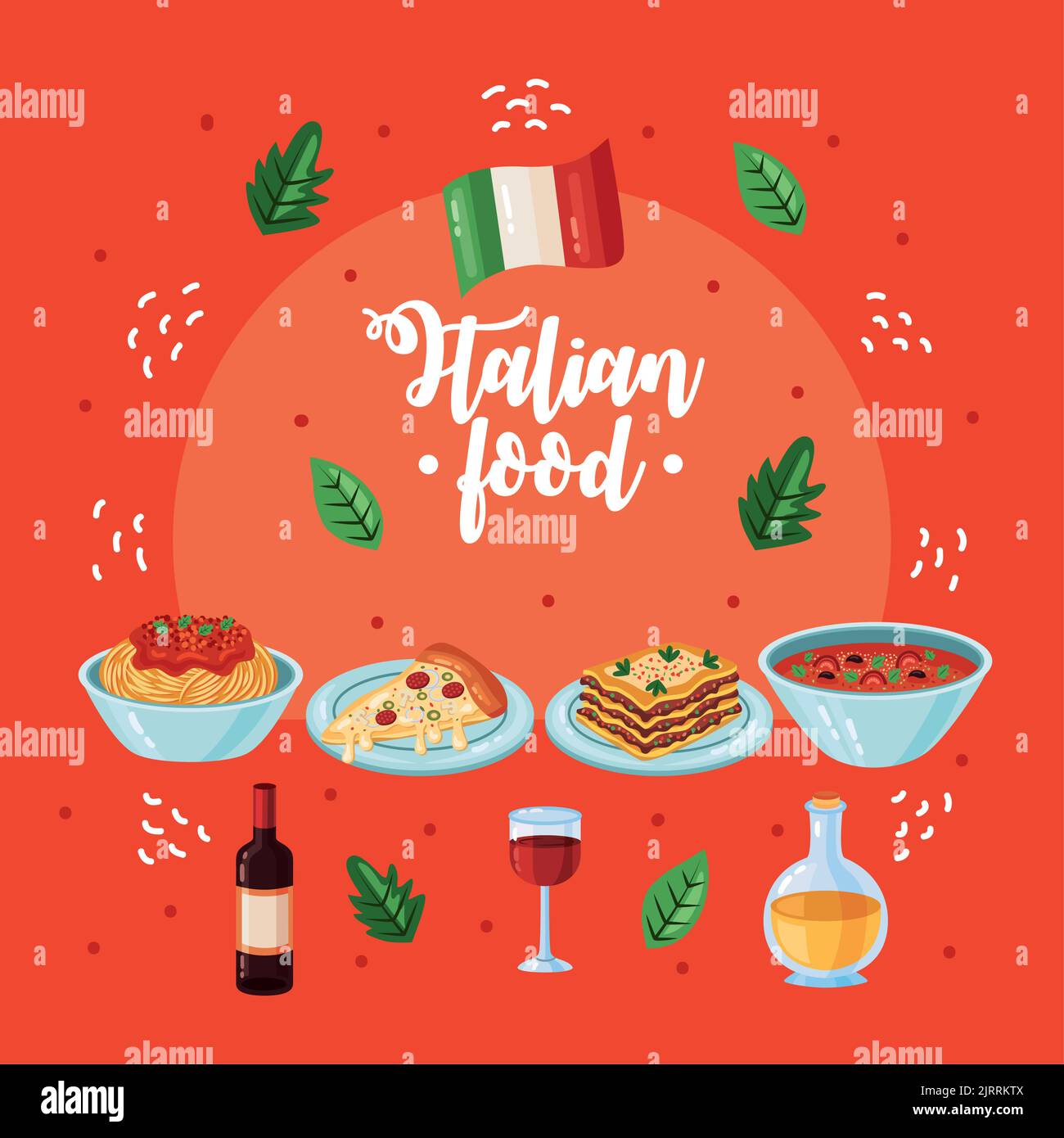 italian food lettering postcard with icons Stock Vector Image & Art - Alamy