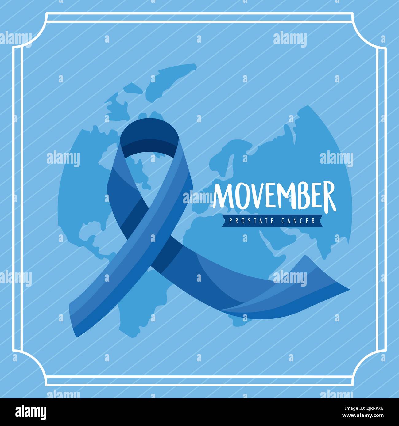 Movember Prostate Cancer Lettering With Ribbon Stock Vector Image And Art