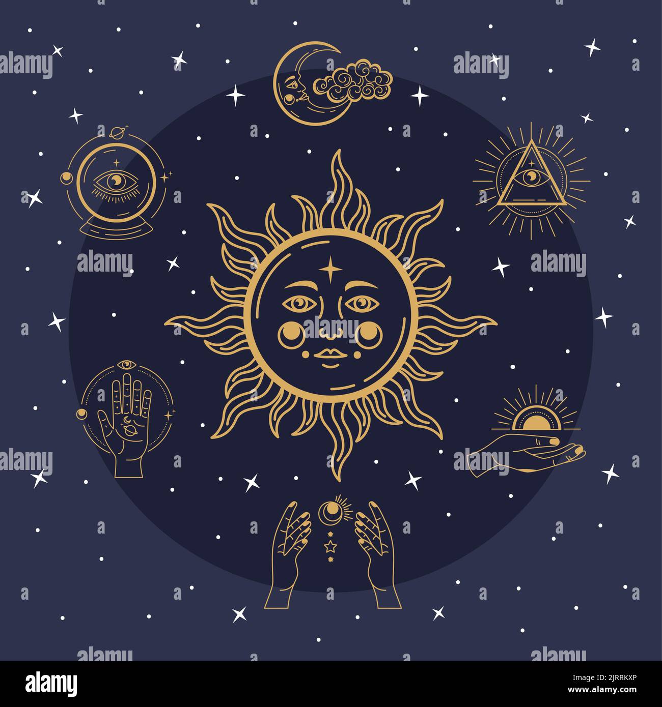 sun and astrology symbols poster Stock Vector Image & Art - Alamy