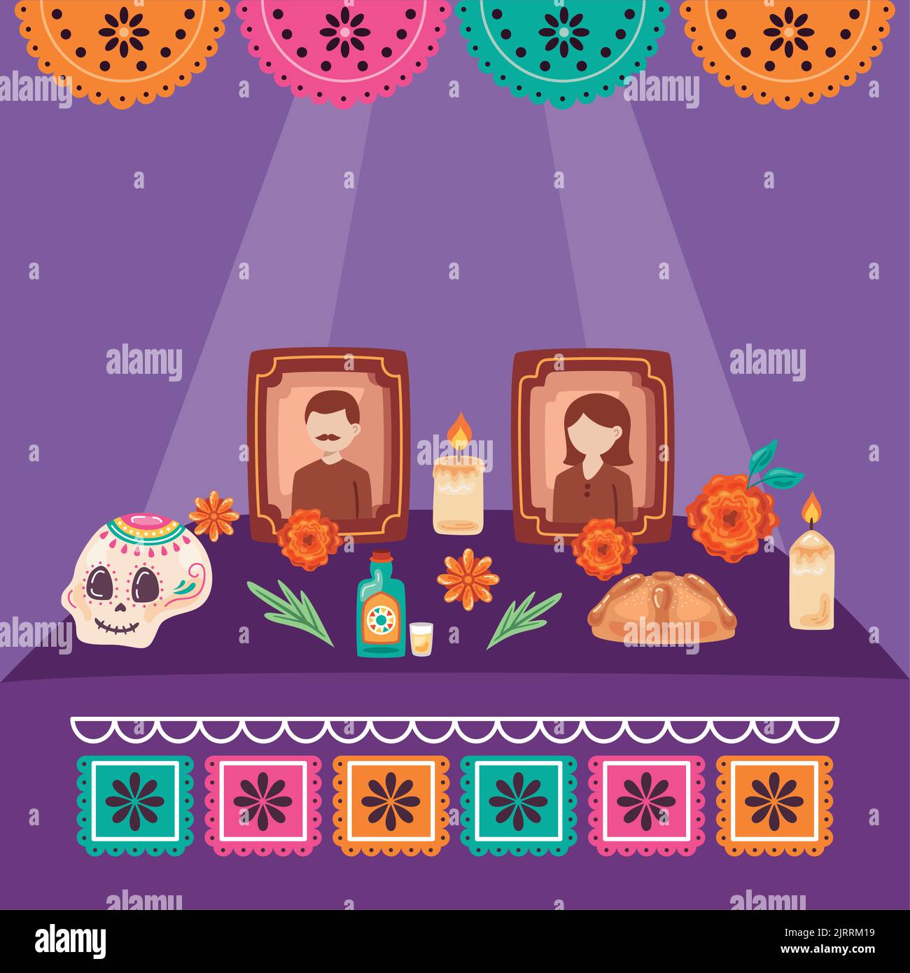 dia de los muertos religious altar scene Stock Vector Image & Art - Alamy