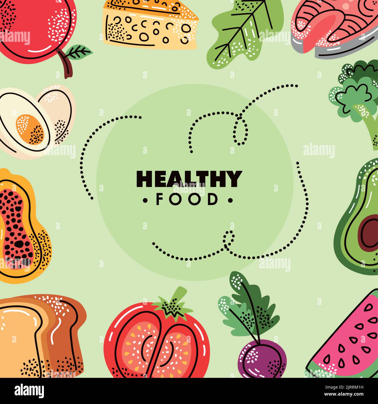 healthy food lettering frame poster Stock Vector Image & Art - Alamy