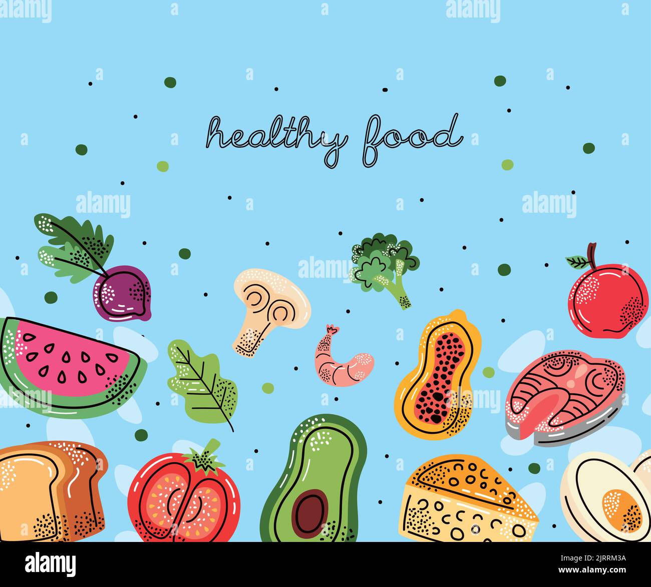 healthy food lettering pattern poster Stock Vector Image & Art - Alamy
