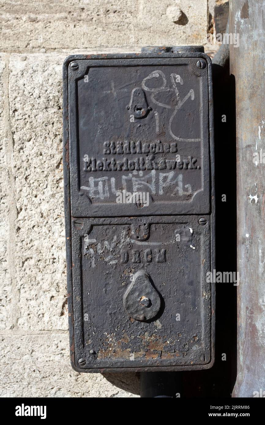 Old distribution box for electricity, Germany Stock Photo - Alamy