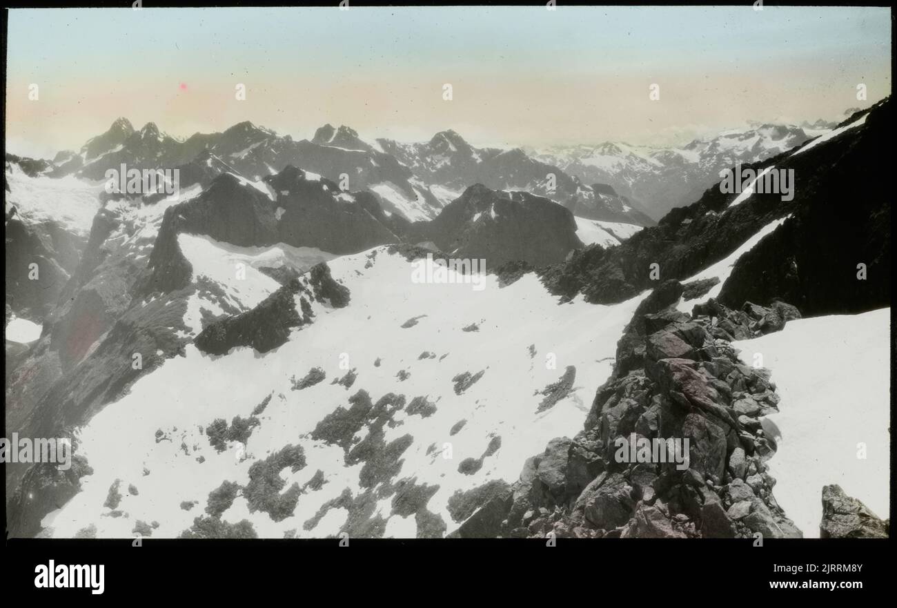 Adelaide Saddle etc from summit of (Mount) Macpherson, West Coast, by ...