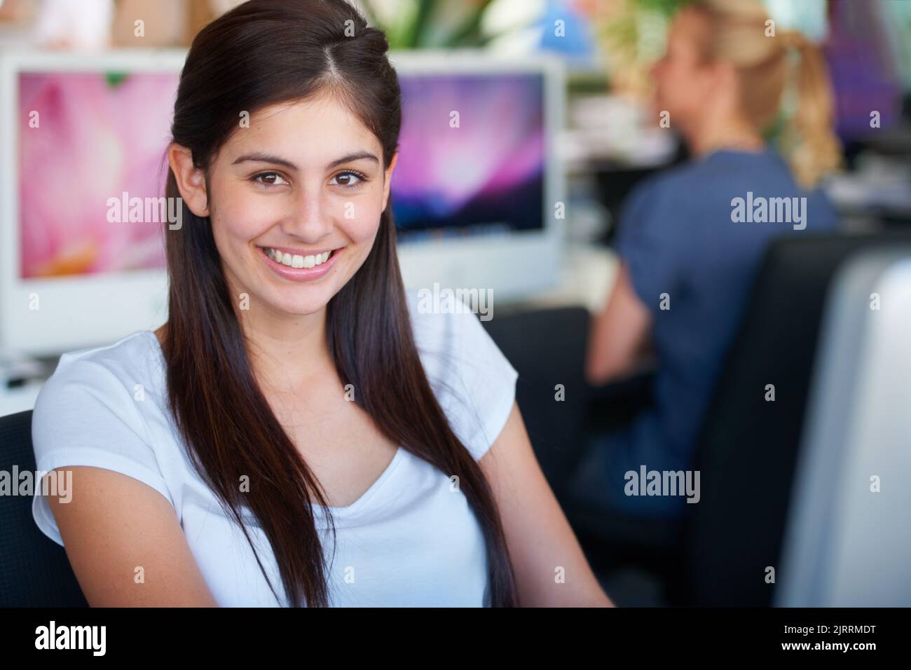 Woman portrait, Indian and web design startup worker with friendly and ...