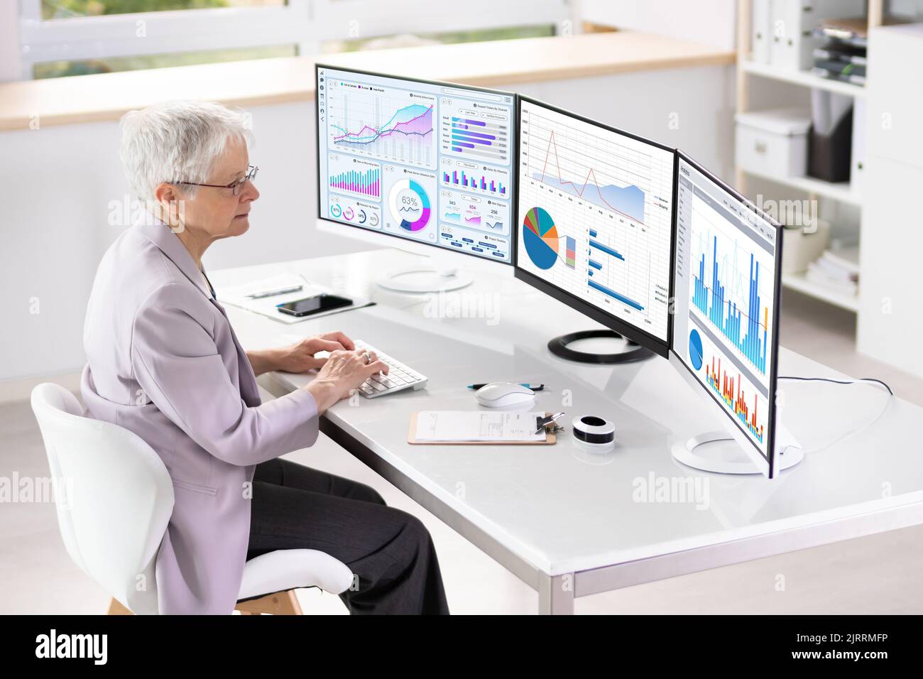 Analyst Women Looking At KPI Data On Computer Screen Stock Photo - Alamy
