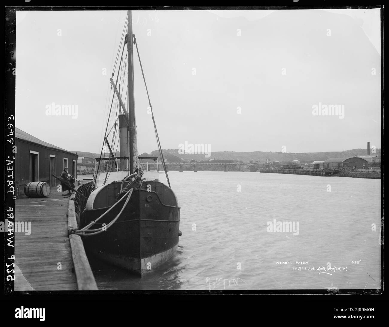 Wharf, Patea, circa 1905, New Zealand, by Muir & Moodie Stock Photo - Alamy
