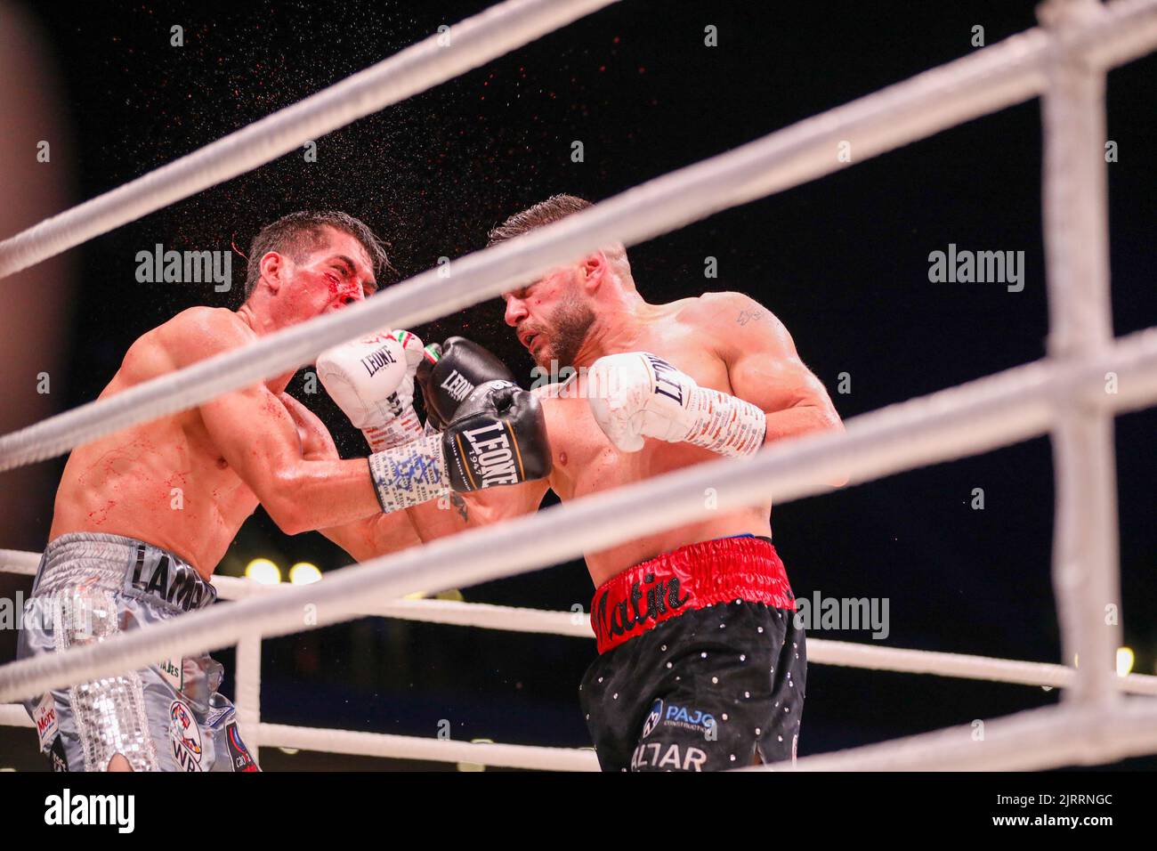 Miguel Parra left and Florian Marku right during the boxing match ...