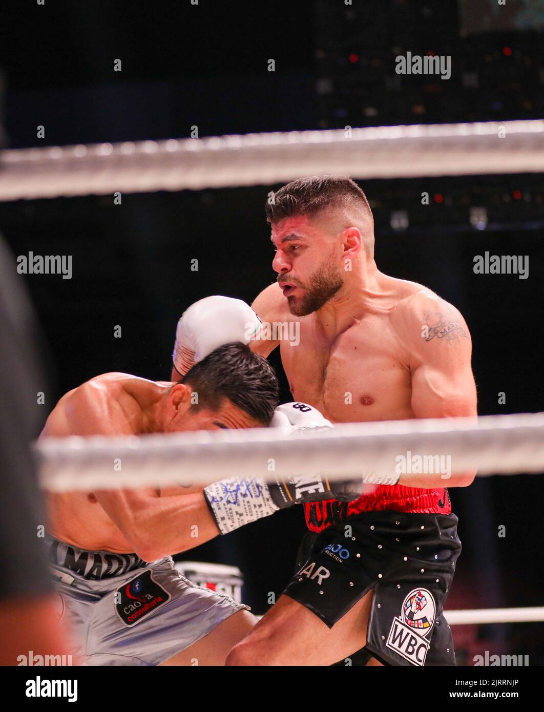 Florian Marku on the right during the boxing match between Florian ...