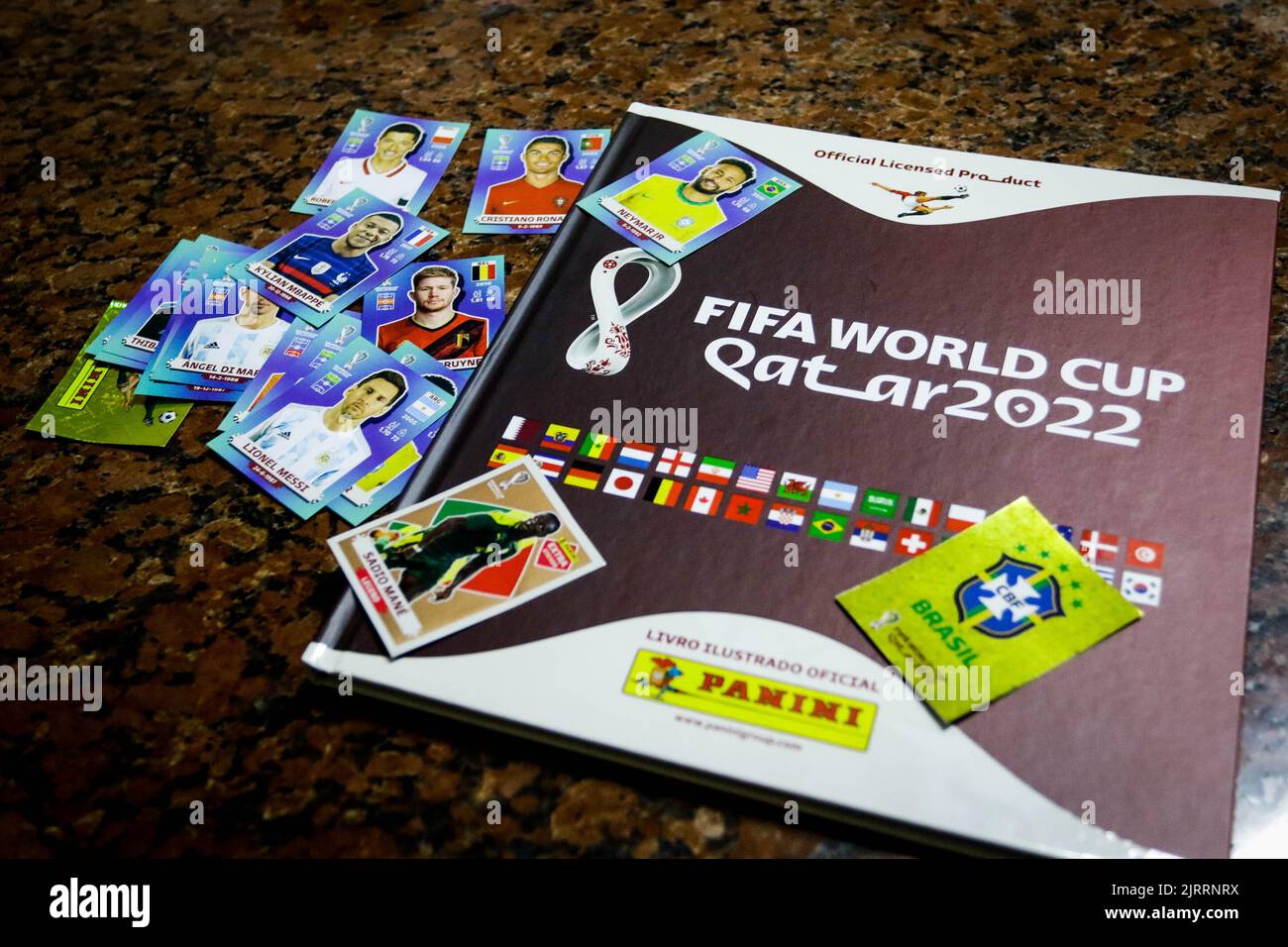 SÃO PAULO, SP - 25.08.2022: ÁLBUM DE FIGURINHAS COPA DO QATAR - The ...