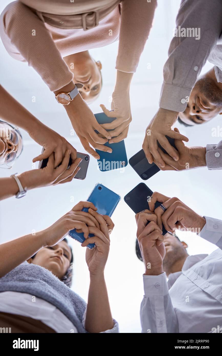 Social media, smartphone and business people networking with a global ...