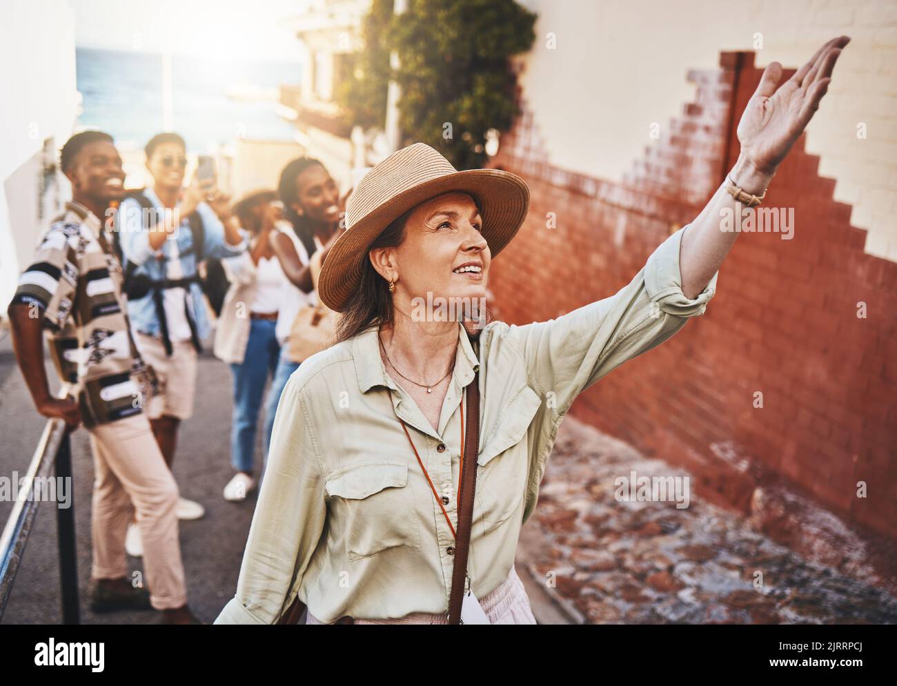 Travel, education and a teacher with students on school field trip, on ...