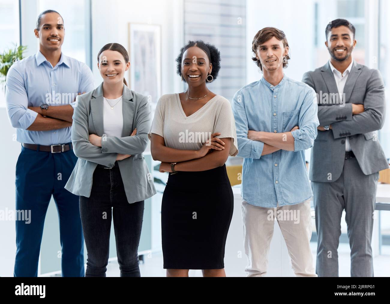 Collaboration, teamwork and leadership with proud business, partner ...