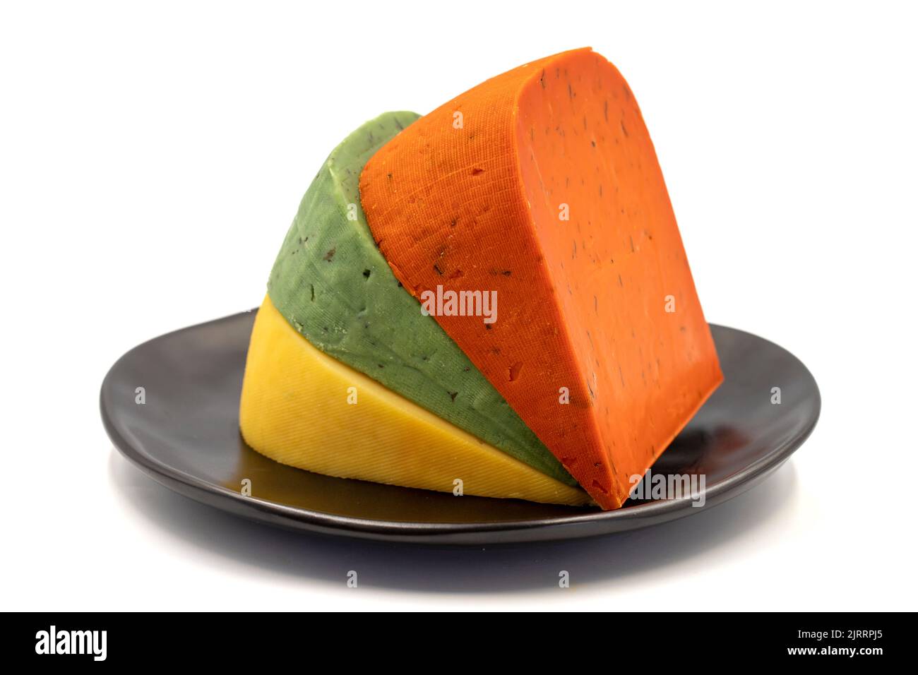 Hard Dutch gouda cheese. Assortment of guoda cheese isolated on a white ...