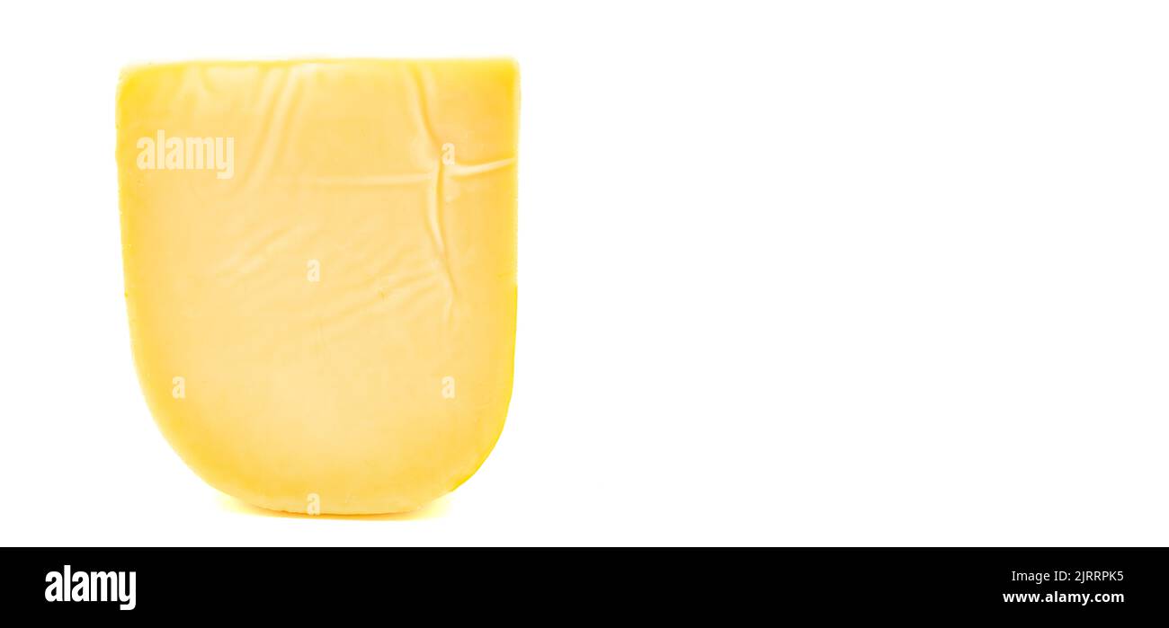 Yellow gouda cheese. Hard Dutch gouda cheese, isolated on white ...