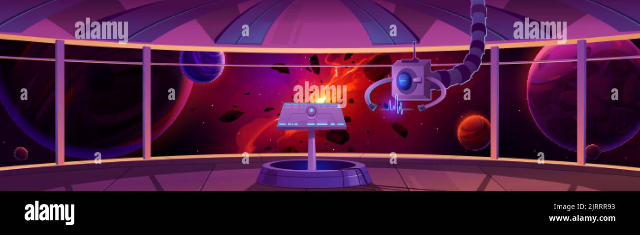 Spaceship control center interior, captain cabin with datacenter hud ...