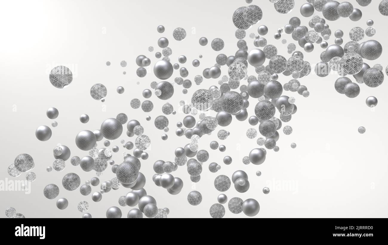 rendered simple-3D scene of collection of spheres with random textures ...