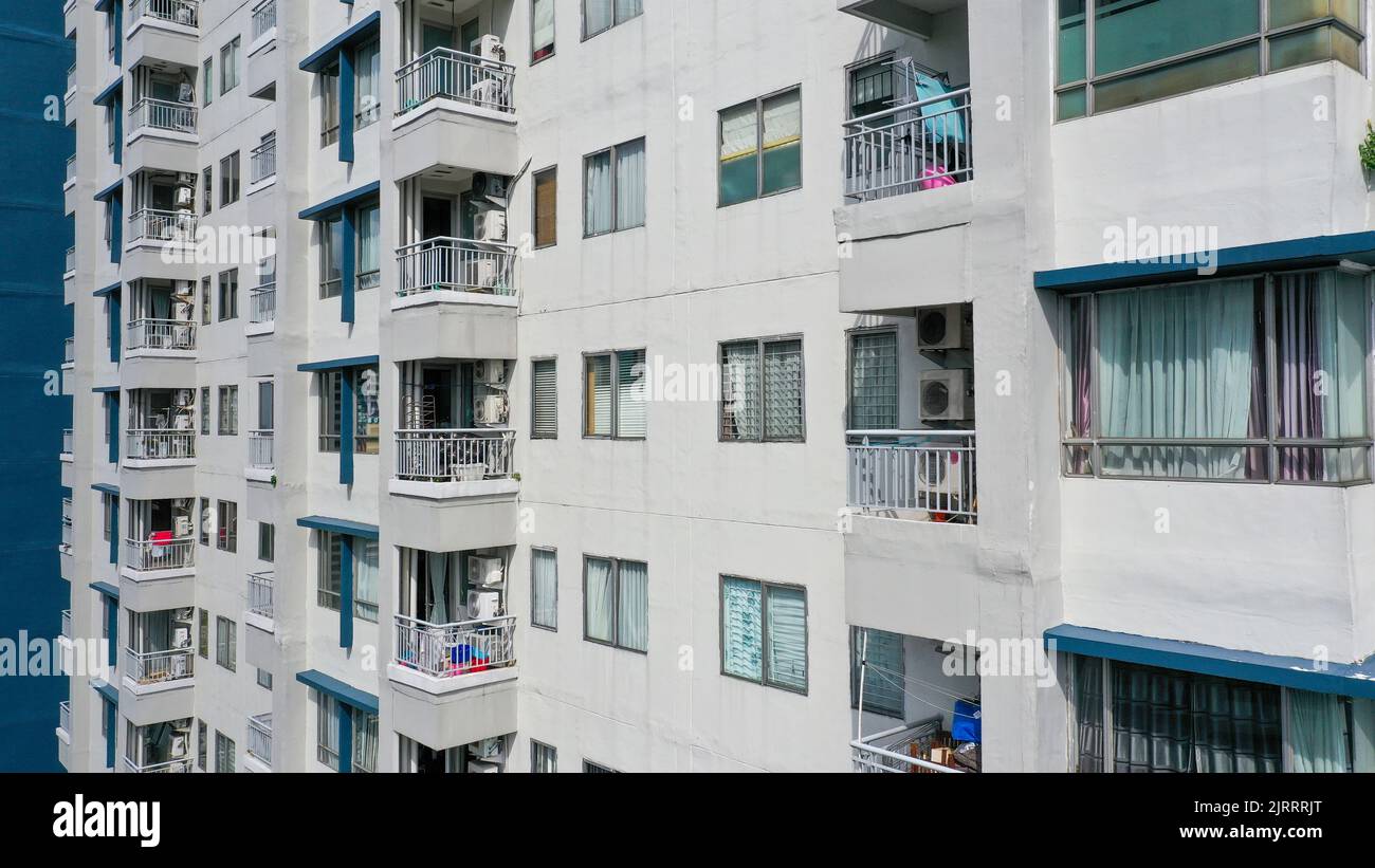 Exterior of a modern high-rise multi-story apartment building condo ...