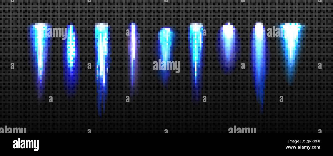 Jetpack light, blue fire flames of space rocket, shuttle launch. Comet ...