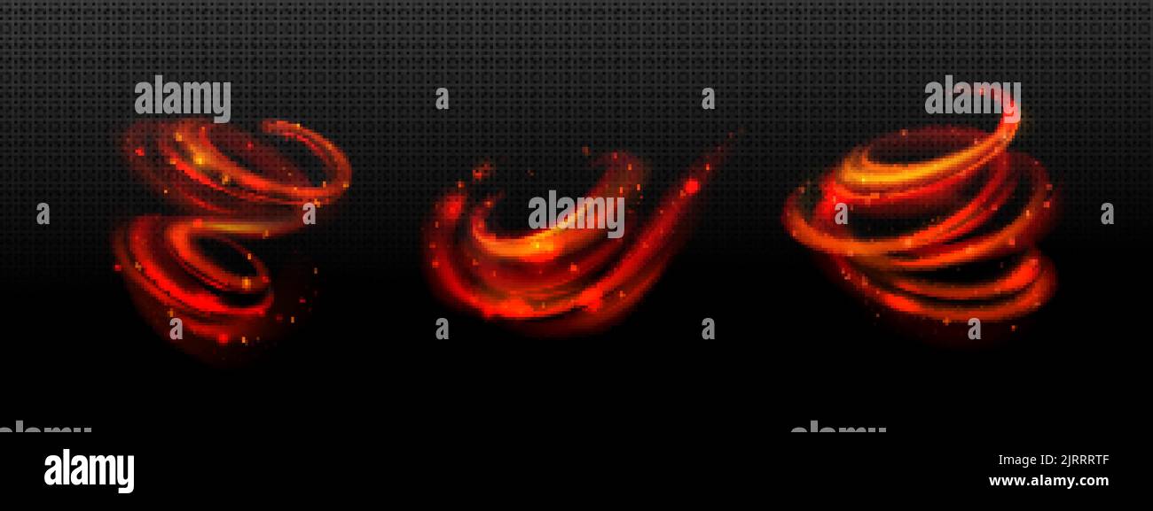 Fire sparkle motion effect, spiral twist or swirl. Magic spell with ...