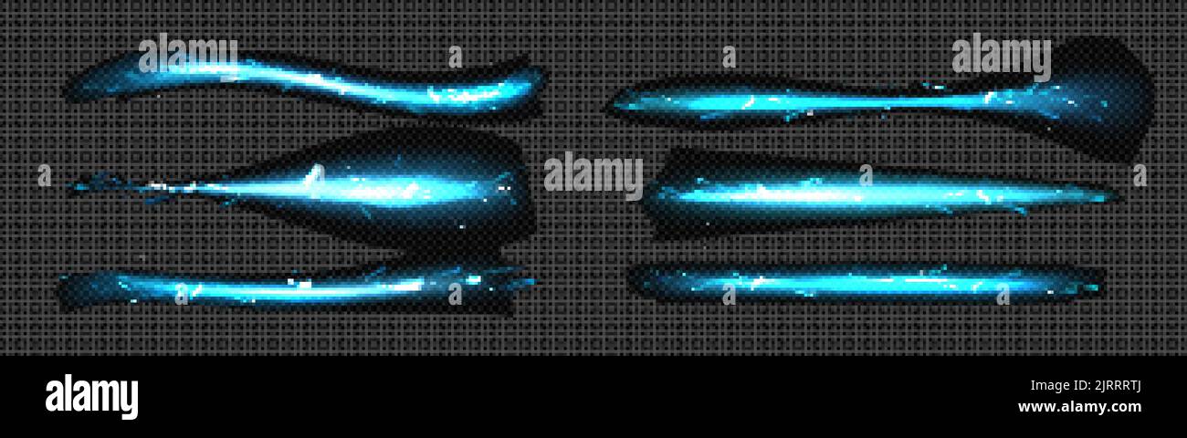 Magic light lines with sparkles. Vector realistic set of abstract blue ...