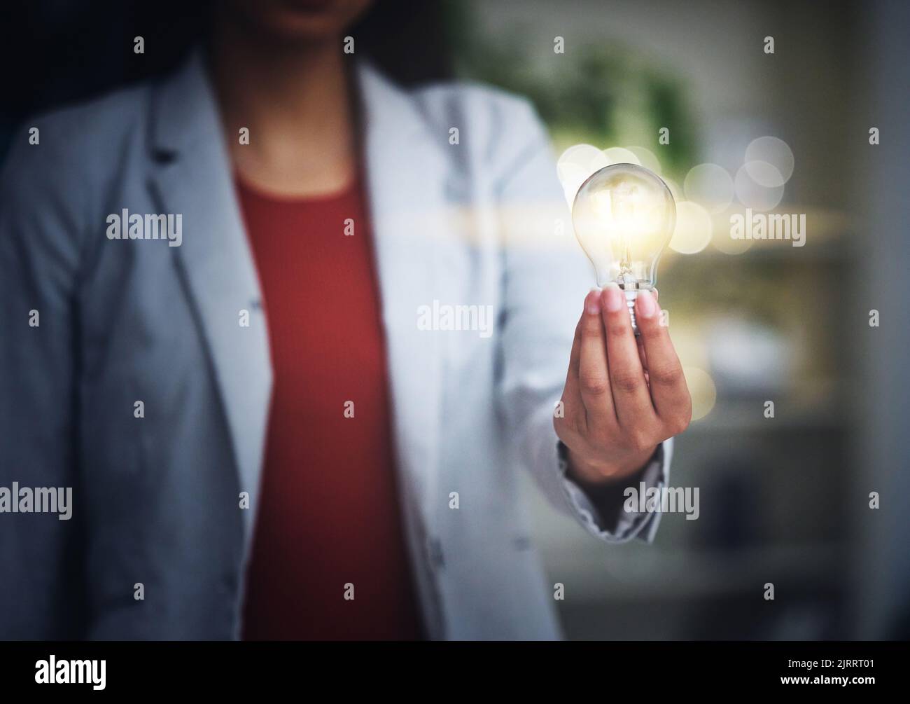 Light bulb, innovation and bright idea with vision, strategy and growth ...