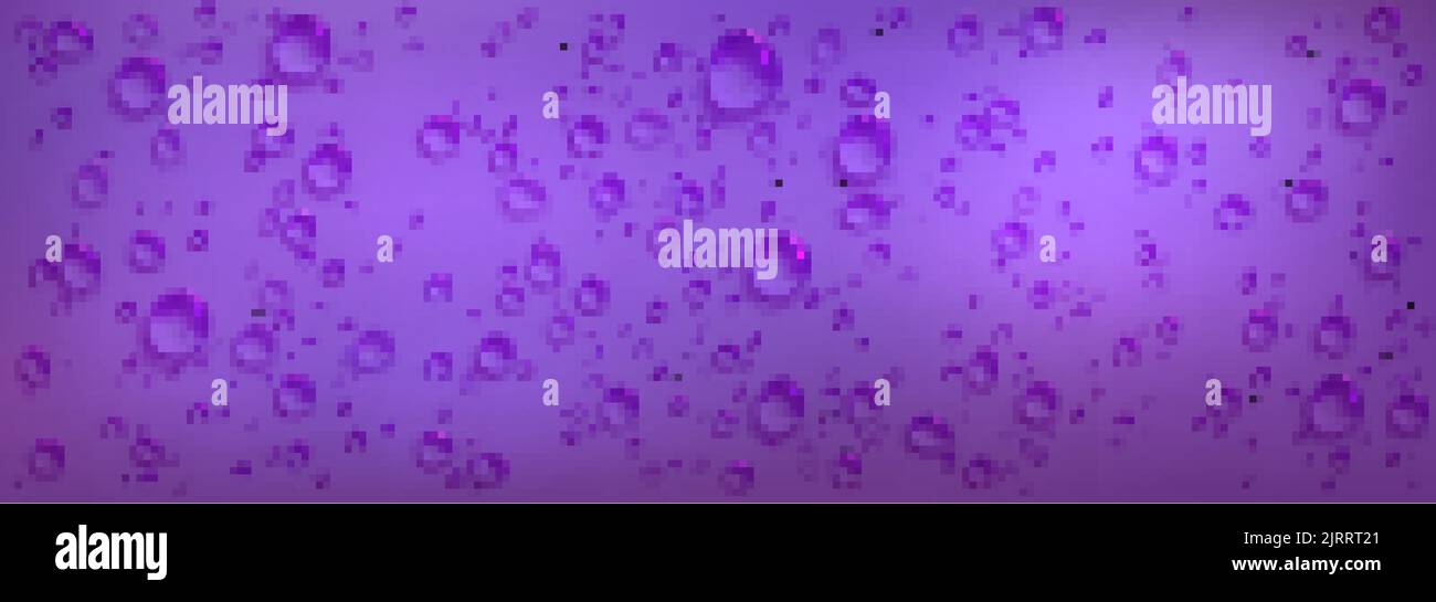 Clear water droplets on purple background. Vector realistic ...
