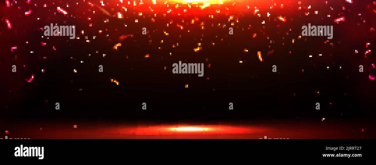 Abstract background with burst effect with falling fire sparks. Vector ...