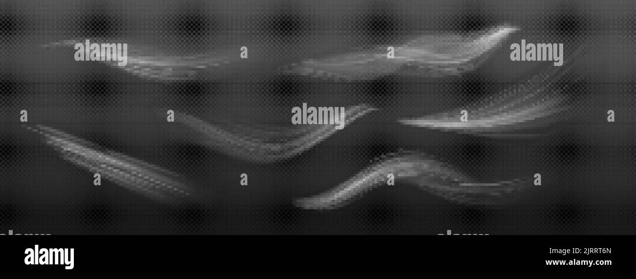 Wind, white smoke or cold air motion effect isolated on transparent ...
