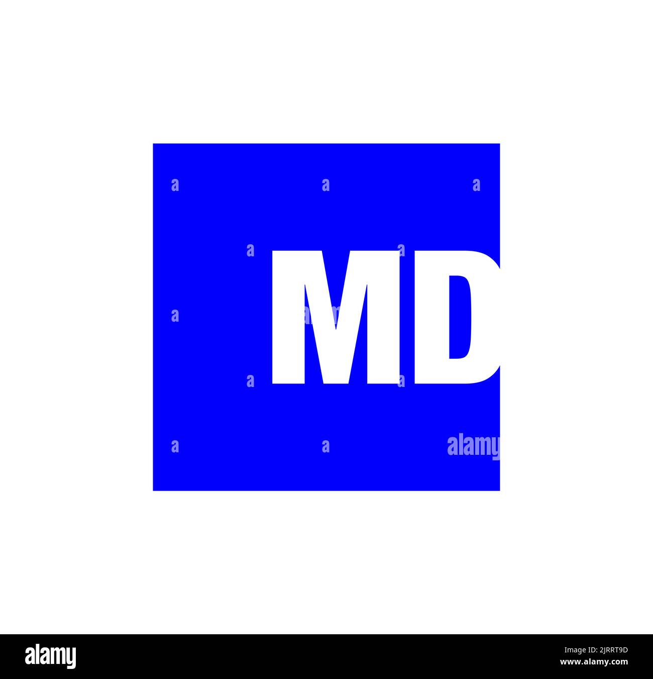 A vector of 'md' letters in blue square isolated in whte background ...