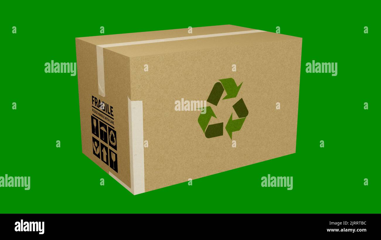 recycle box isolated on green background 3d illustration Stock Photo ...