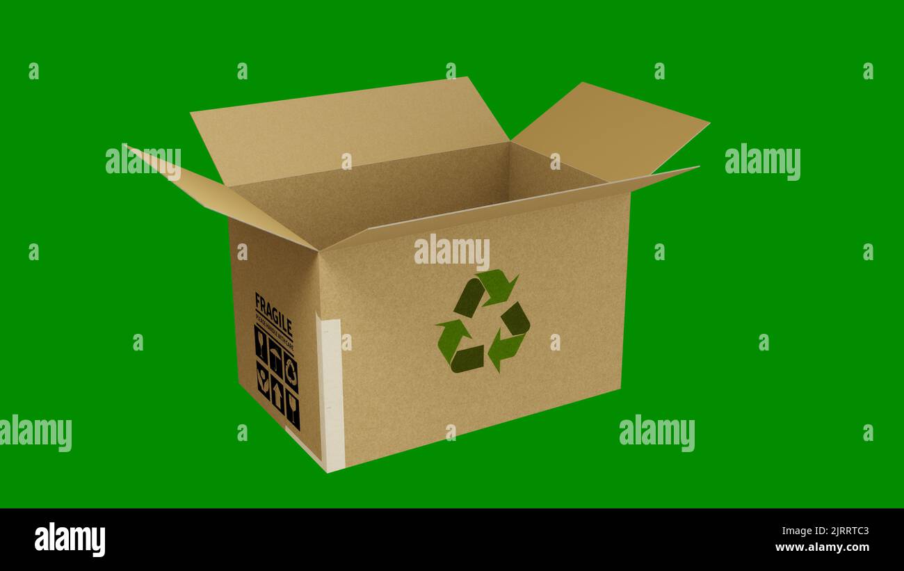recycle box isolated on green background 3d illustration Stock Photo ...