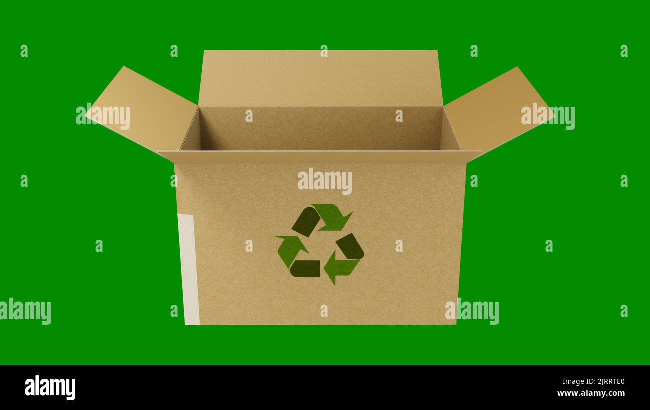 recycle box isolated on green background 3d illustration Stock Photo ...