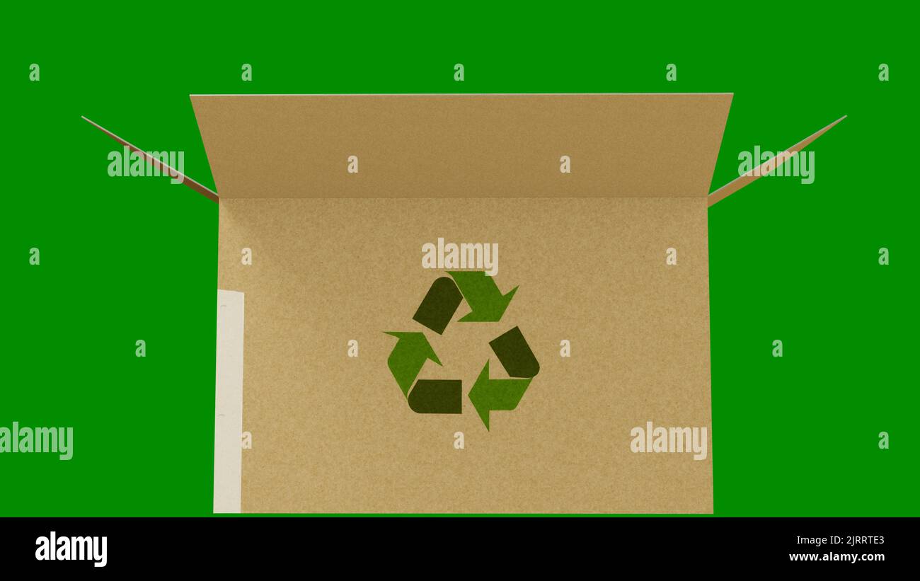 recycle box isolated on green background 3d illustration Stock Photo ...