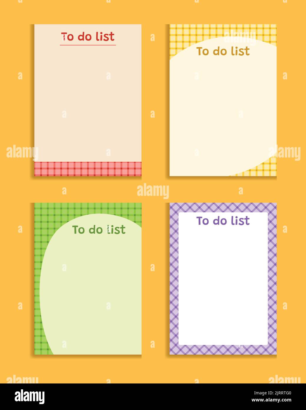 A set of colorful to do list paper templates on orange background Stock ...