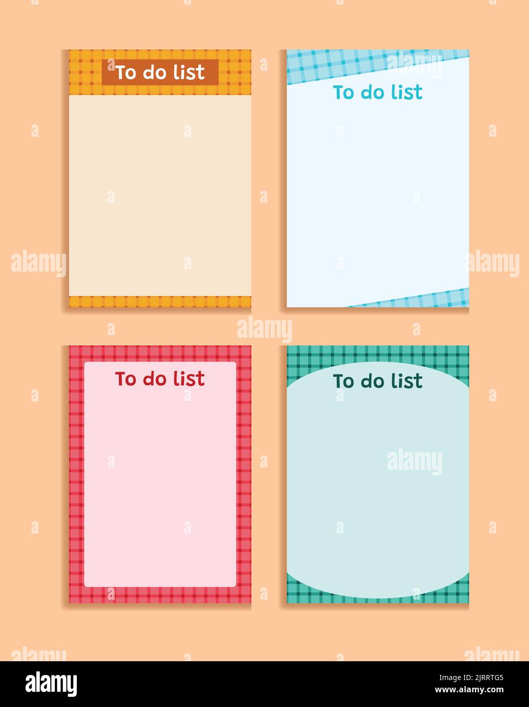 A set of colorful to do list paper templates on orange background Stock ...
