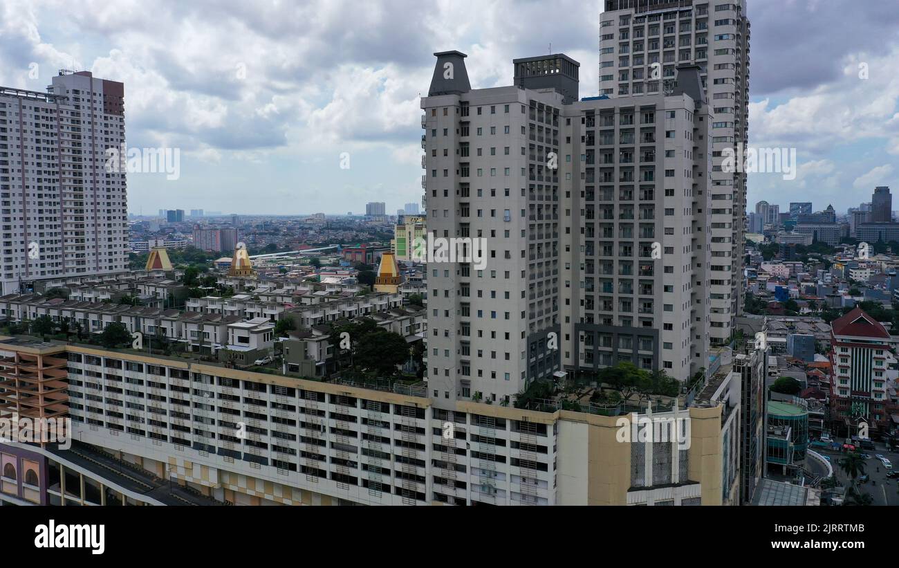 Multi-storey multi-entrance residential buildings of different levels ...