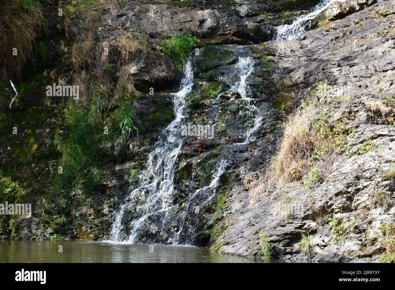water fall of the Elz during summer drought Stock Photo - Alamy