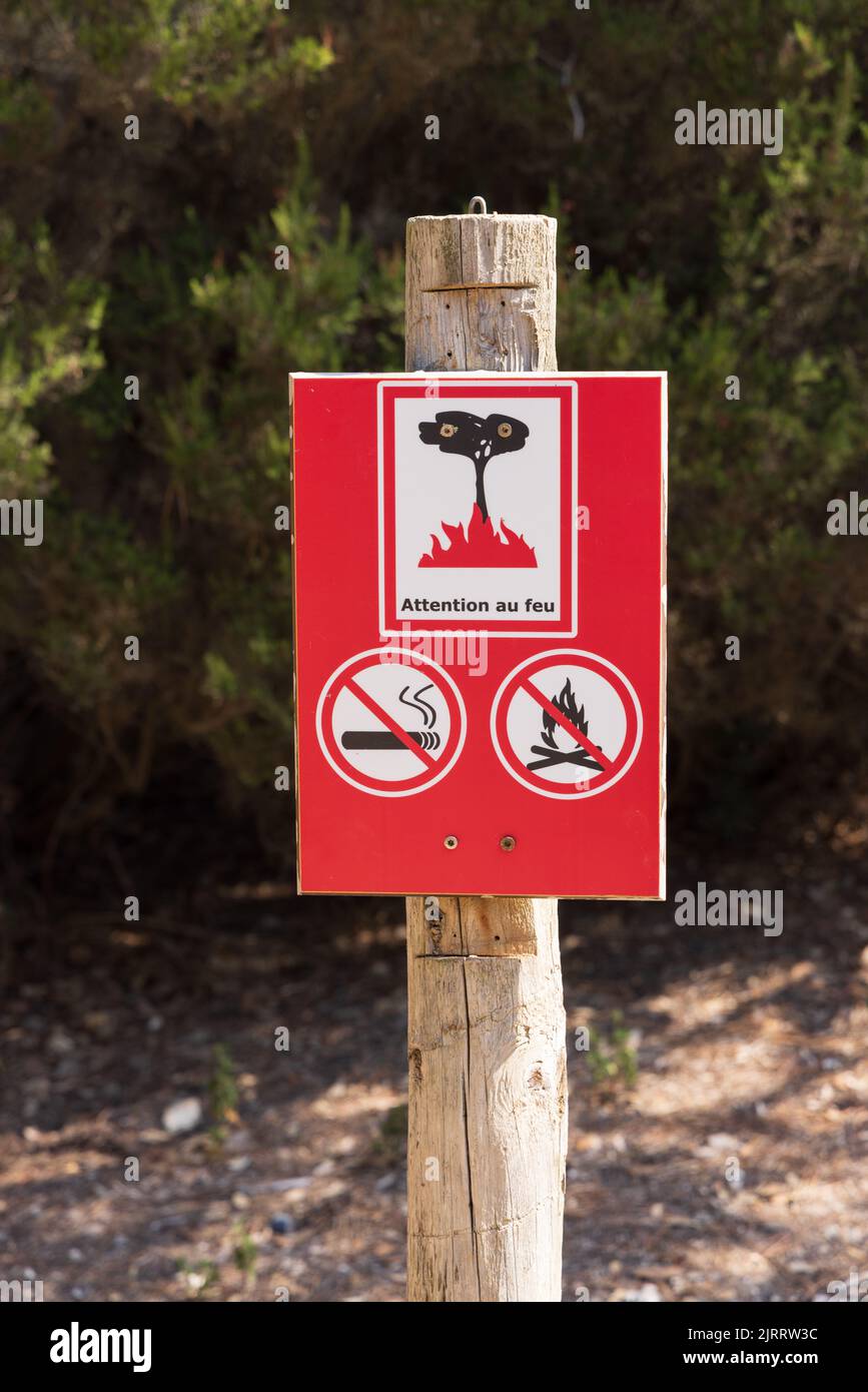 Forest fire prevention sign in France Stock Photo - Alamy