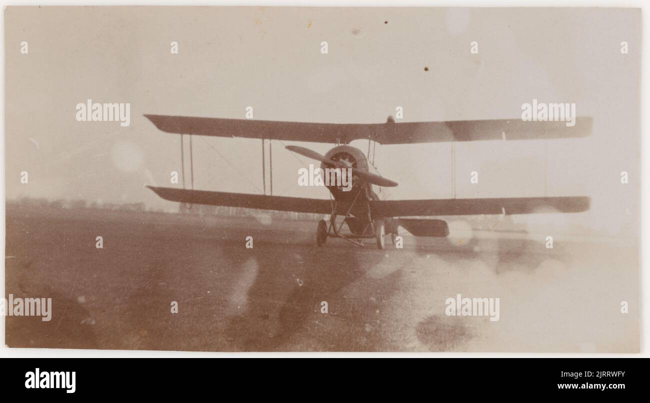 [Biplane at Wigram, Christchurch]., 1920s to 1930s, New Zealand, by Roland Searle Stock Photo ...