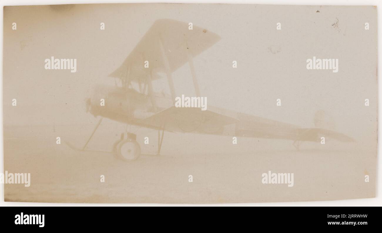 [Biplane at Wigram, Christchurch]., 1920s to 1930s, New Zealand, by Roland Searle Stock Photo ...