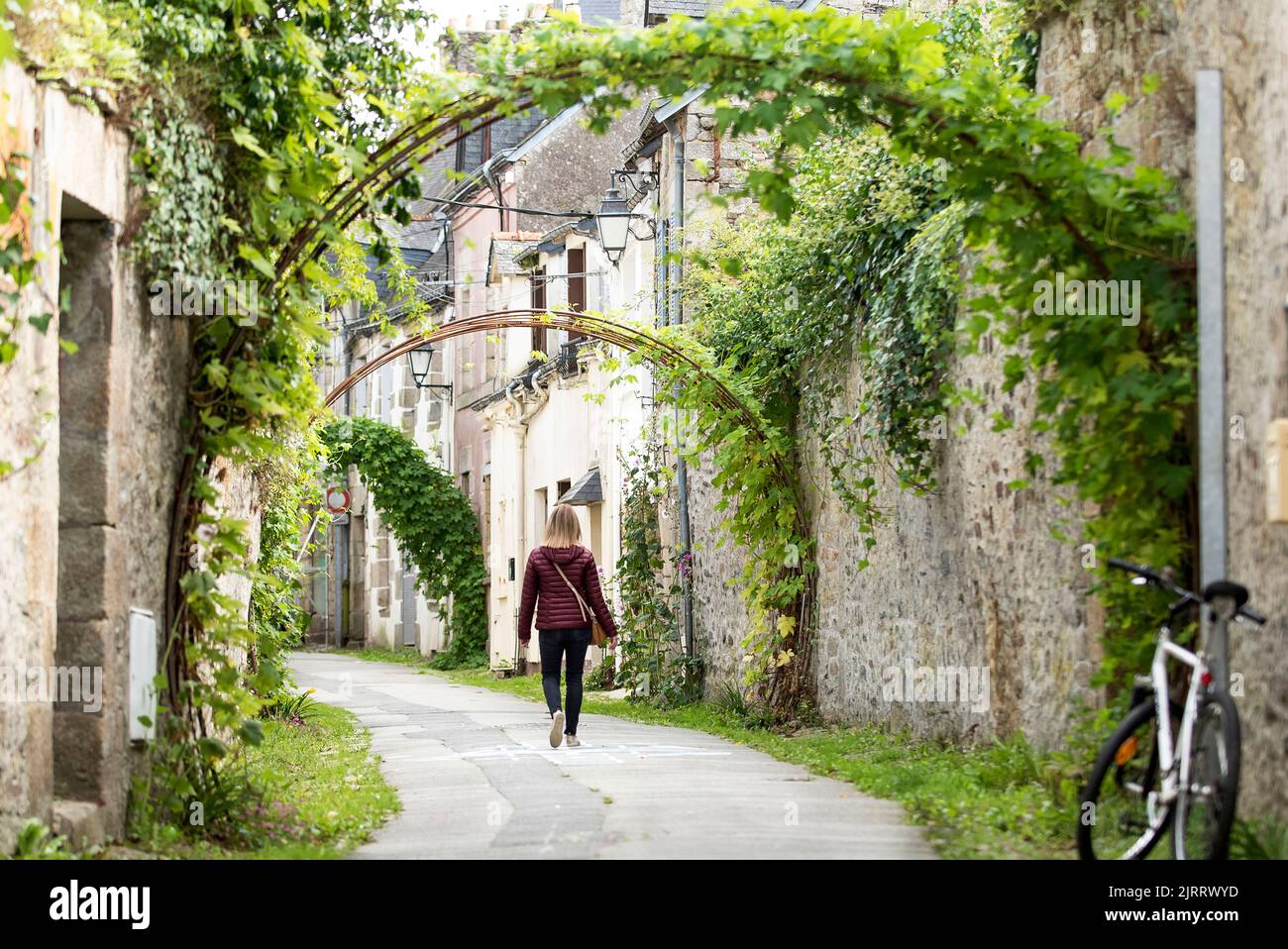 Pontivy (Brittany, north-western France): young woman viewed from ...