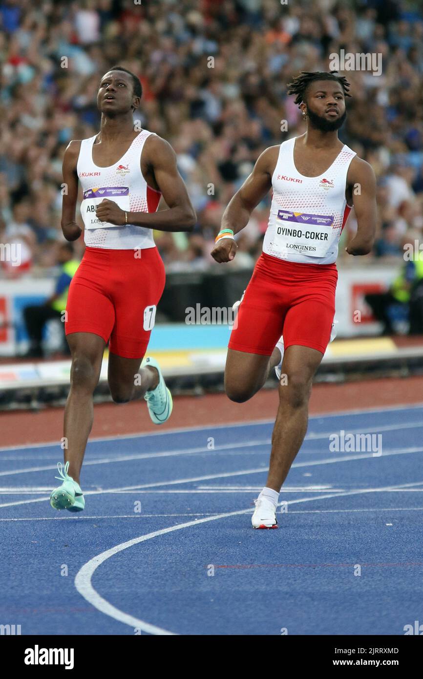 Ola ABIDOGUN & Emmanuel Temitayo OYINBO-COKER of England in the Men's T45 / T47 100m at the 2022 ...