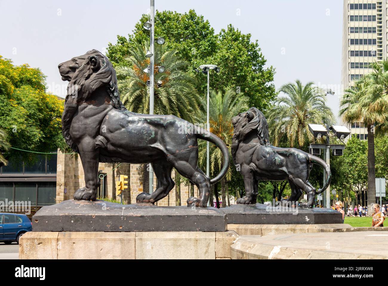 A beautiful shot of lion sculptures in Barcelona, Spain Stock Photo - Alamy