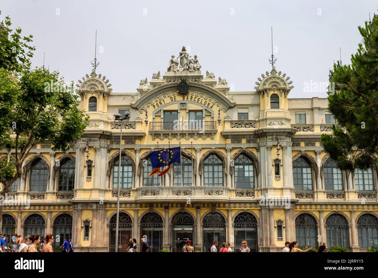 The facade of a historical building in Port de Barcelona, Spain Stock ...