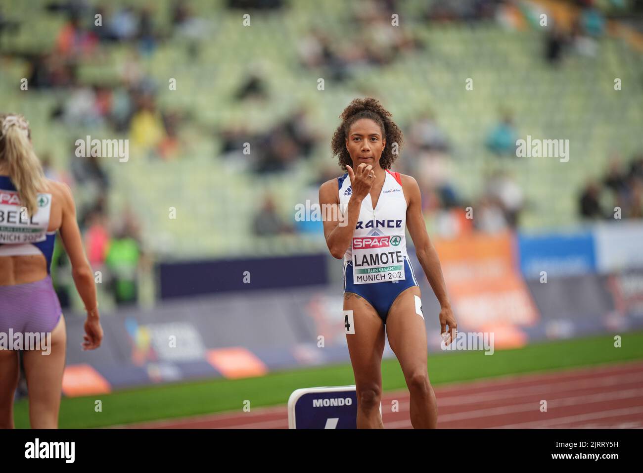 Rénelle Lamote participating in the 800 meters of the European ...