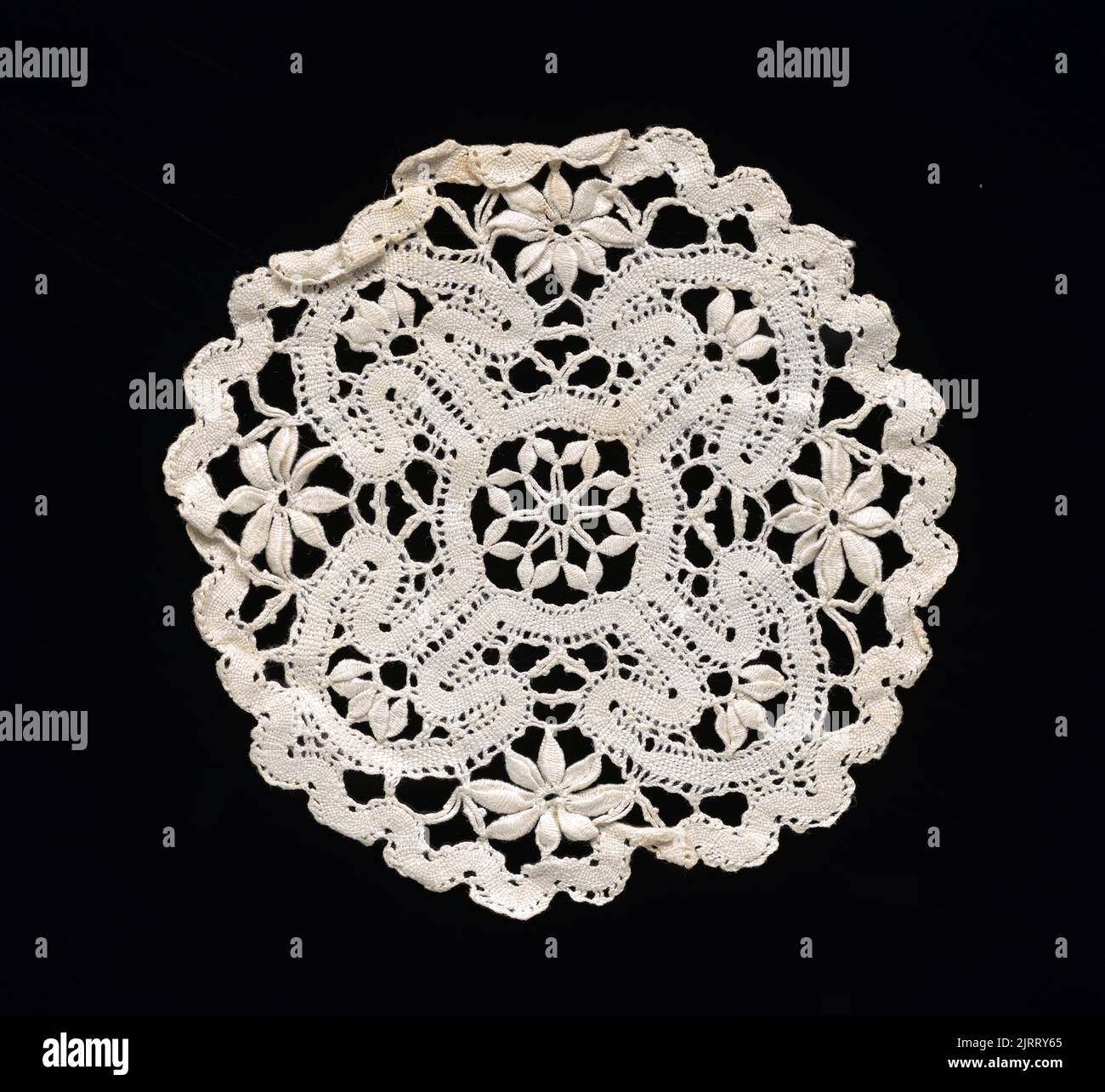 Doily of tape and needle lace, circa 1890, maker unknown. Gift of Dr ...