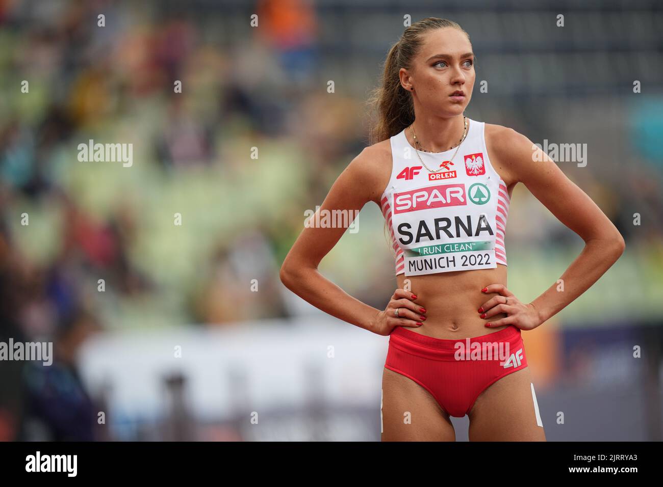 Angelika Sarna participating in the 800 meters of the European ...